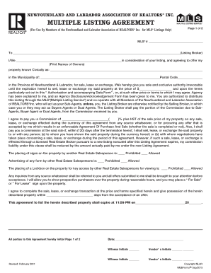 Fillable Online MULTIPLE LISTING AGREEMENT Fax Email Print - pdfFiller