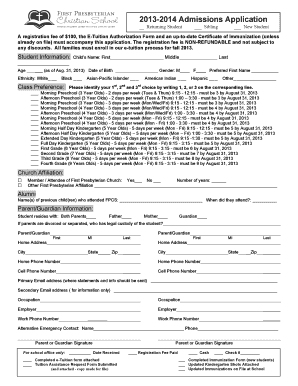 Fillable Online 20132014 Admissions Application Returning Student ...