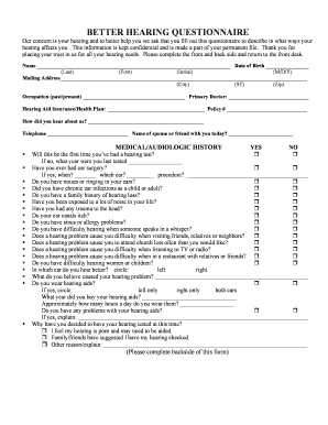 Fillable Online Better hearing questionnaire - Berks Hearing Fax Email ...