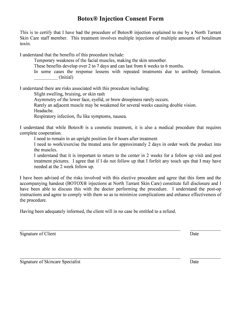 Fillable Online Botox Consent Form - North Tarrant Skin Care Fax Email ...