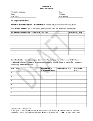 Fillable Online SOP NAME & BRIEF DESCRIPTION - eng.ufl.edu Fax Email ...