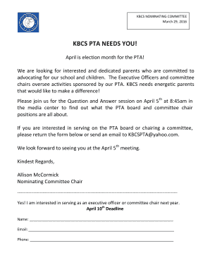 Fillable Online PTA Election Return Form.docx Fax Email Print - pdfFiller