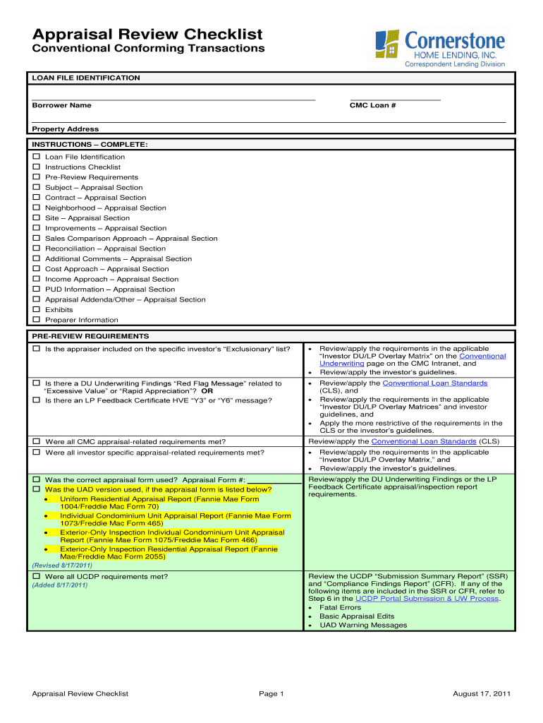 Fillable Online Appraisal Review Checklist Fax Email Print - pdfFiller