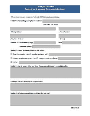 Fillable Online web co lancaster pa County of Lancaster Request for Reasonable Accommodation ...