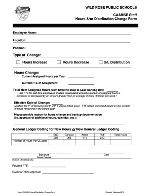 Fillable Online site1 wrsd ca webguidecms CAAMSE Hours Change Form ...