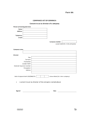 Fillable Online Dominica Form 9A - cipo.gov.dm Fax Email Print - pdfFiller