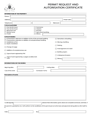 Fillable Online ville perce qc PERMIT REQUEST AND AUTORISATION ...