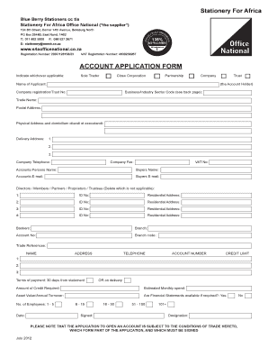 Fillable Online s4aofficenational co Account application form ...