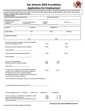 Fillable Online sanantonioaids Pre-Employment Application - San Antonio ...
