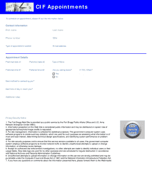 Fillable Online CIF Appointments Fax Email Print - pdfFiller