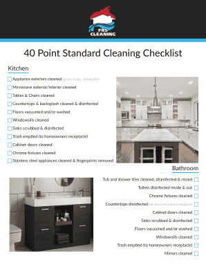 Fillable Online 40 Point Standard Cleaning Checklist Fax Email Print ...