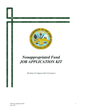 Fillable Online Nonappropriated Fund JOB APPLICATION KIT Working To ...
