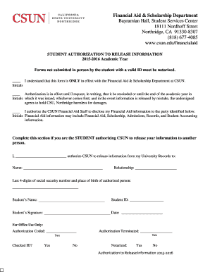 Fillable Online csun Financial Aid & Fax Email Print - pdfFiller
