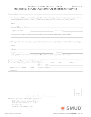 Fillable Online smud Residential Services Customer Application for ...