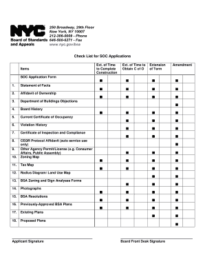 Fillable Online nyc Check List for SOC Applications - Welcome to NYCgov - nyc Fax Email Print ...