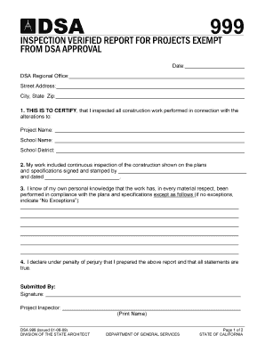 Fillable Online documents dgs ca Form DSA 999 - State of California ...