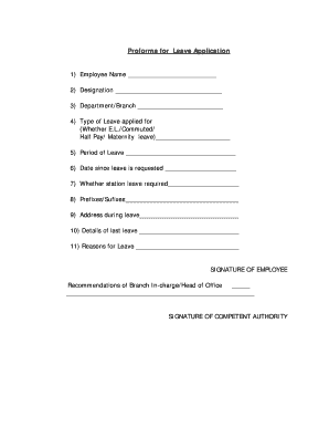 Fillable Online it delhigovt nic Proforma for Leave bApplicationb - it ...