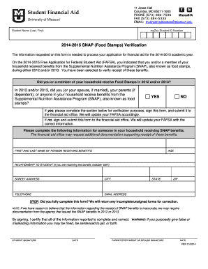 Fillable Online financialaid missouri 1415-SNAP(FoodStamps) Fax Email ...