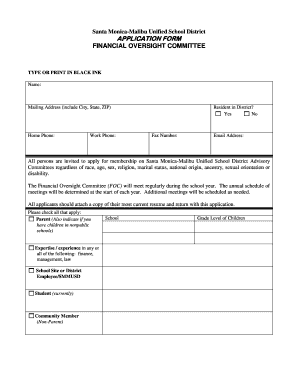 Fillable Online smmusd FOC Application - Santa Monica-Malibu Unified ...