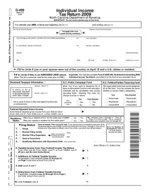 Fillable Online dor state nc Tax Return 2009 Fax Email Print - pdfFiller