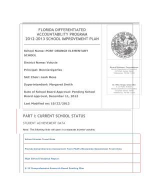 Fillable Online 2012-2013 Florida School Improvement Plan (SIP)-Form ...
