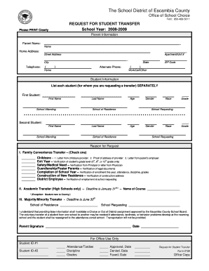 Fillable Online General Student Transfer Form - 2008-09 #1.doc Fax ...