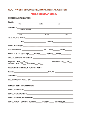 Fillable Online Patient demographic form - dental Fax Email Print ...
