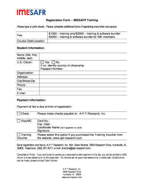 Fillable Online Registration Form SAFER Training - APT Research, Inc ...