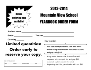 Fillable Online schoolweb dysart 2013-2014 Mountain View School YEARBOOK ORDER FORM - schoolweb ...
