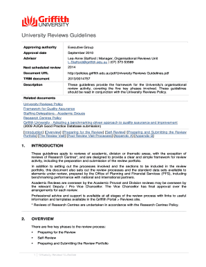 Fillable Online University Reviews Guidelines - Griffith Policy Library ...