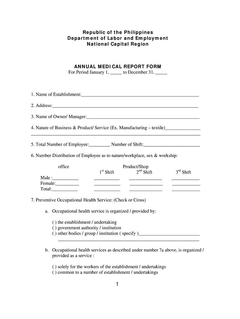 Annual Medical Report Form Fill Out Sign Online DocHub