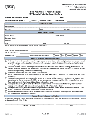 Fillable Online iowadnr UST Cathodic Protection Inpsection Form - Iowa ...
