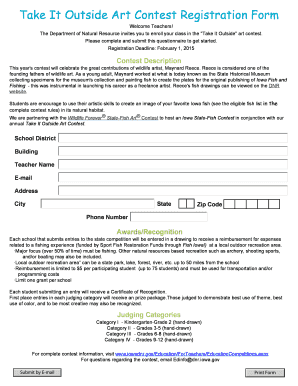 Fillable Online iowadnr Take It Outside Art Contest Registration Form ...