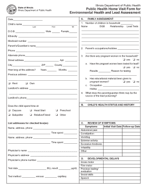 Fillable Online idph state il Public Health Nurse Home Lead Assessment ...