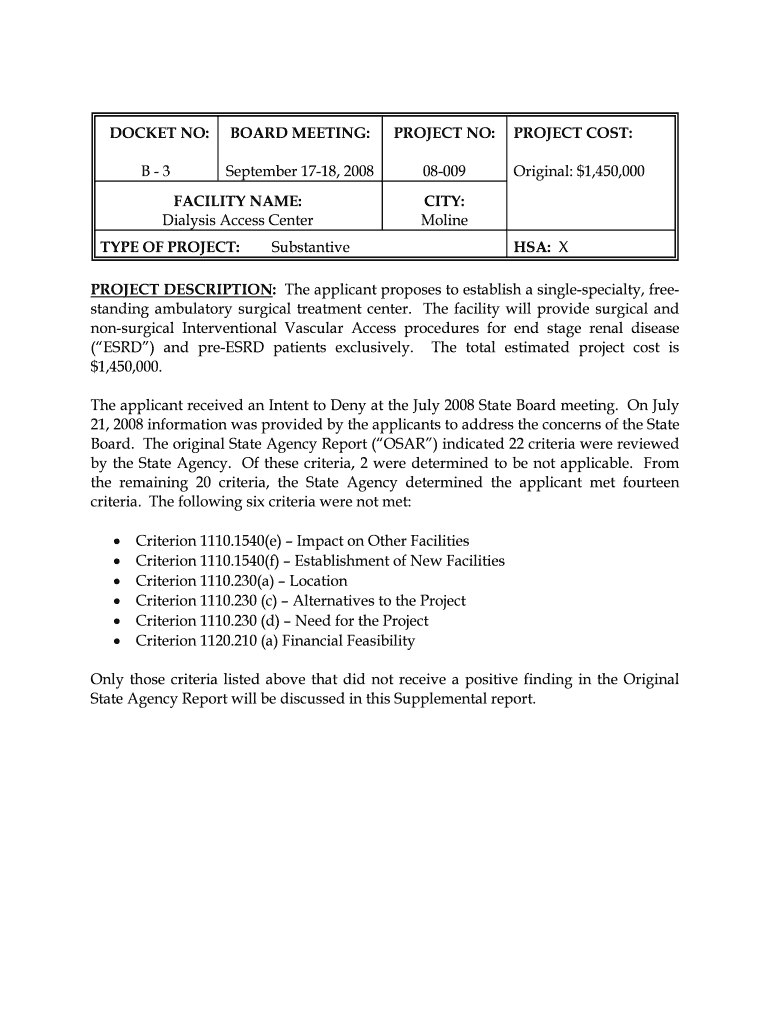 Fillable Online idph state il Dialysis Access Center - idph state il Fax Email Print - pdfFiller
