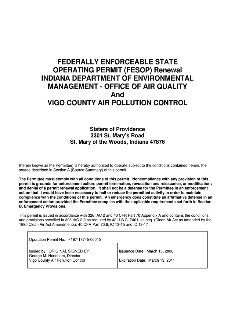 Fillable Online permits air idem in FEDERALLY ENFORCEABLE STATE ...