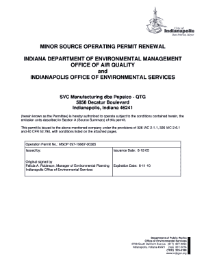 Fillable Online permits air idem in MINOR SOURCE OPERATING PERMIT ...
