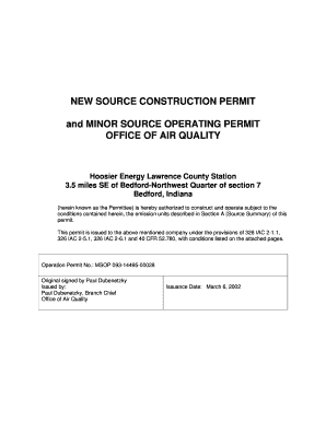 Fillable Online permits air idem in NEW SOURCE CONSTRUCTION PERMIT and ...