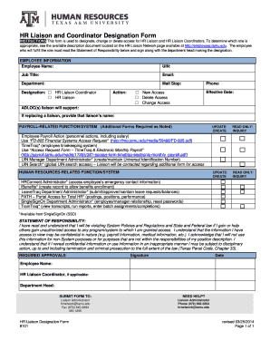 Fillable Online employees tamu HR Liaison Designation Form Fax Email ...
