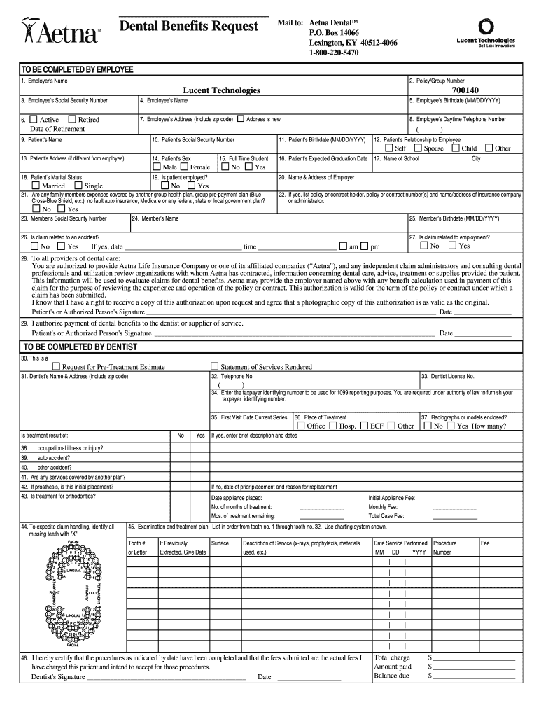 Dental Benefits Claim Form - Blank Fillable Template | Fill Out, Print ...