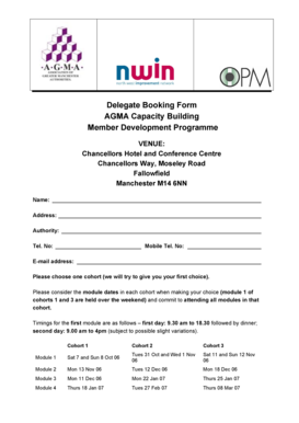 Fillable Online services salford gov Delegate Booking Form AGMA ...