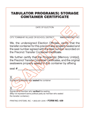 Fillable Online TABULATOR PROGRAMS STORAGE CONTAINER CERTIFICATE Fax ...