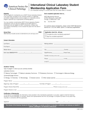 Fillable Online ascp International Clinical Laboratory Student ...