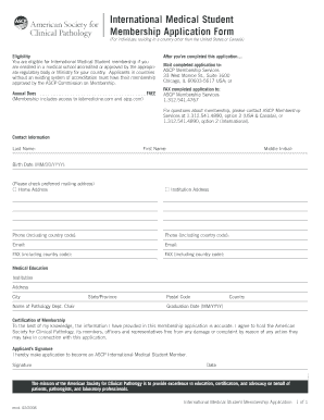 Fillable Online ascp International Medical Student Membership ...