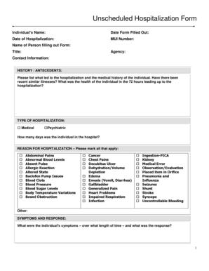 Fillable Online opra Unscheduled Hospitalization Form - opra Fax Email ...