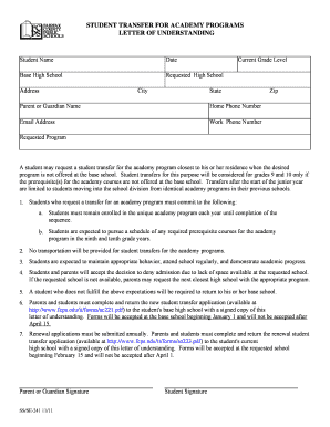 Fillable Online fcps Student transfer for academy programs letter of ...