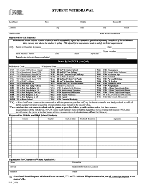 Fillable Online fcps STUDENT WITHDRAWAL Fax Email Print - pdfFiller