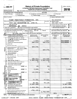 Fillable Online Form 990-PF ReturnofPrivate Foundation 2010 Fax Email ...