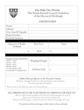 Fillable Online diopitt ONE BODY ONE MISSION Order Form.pdf - Diocese ...