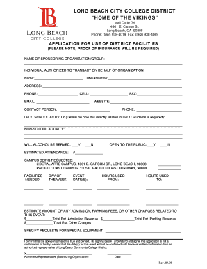 Fillable Online Lbcc Facilities Usage Forms Long Beach City College